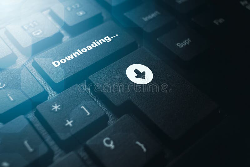 PC Keyboard with Downloading Button. Stock Photo - Image of gadget ...