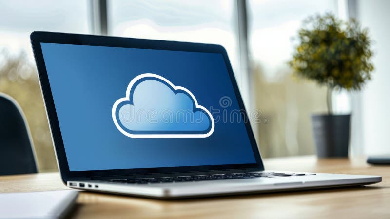 Cloud Storage Interface Displayed on Laptop Screen in Bright Modern ...