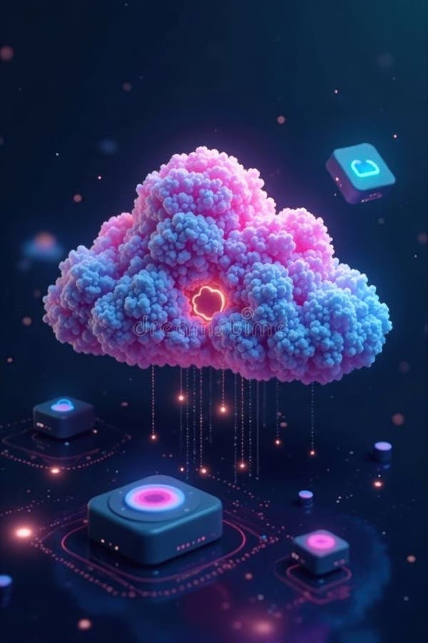 Cloud Storage Interface Showing File Folders and Data System Server ...