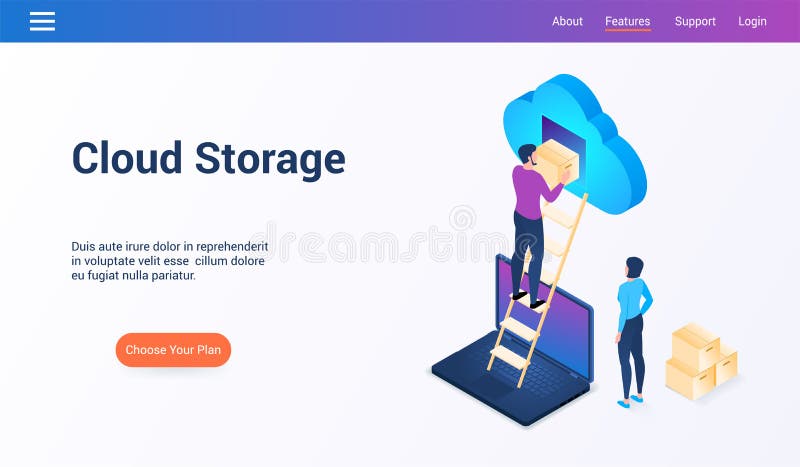 Cloud Storage Isometric Design Concept2 Stock Vector - Illustration of ...
