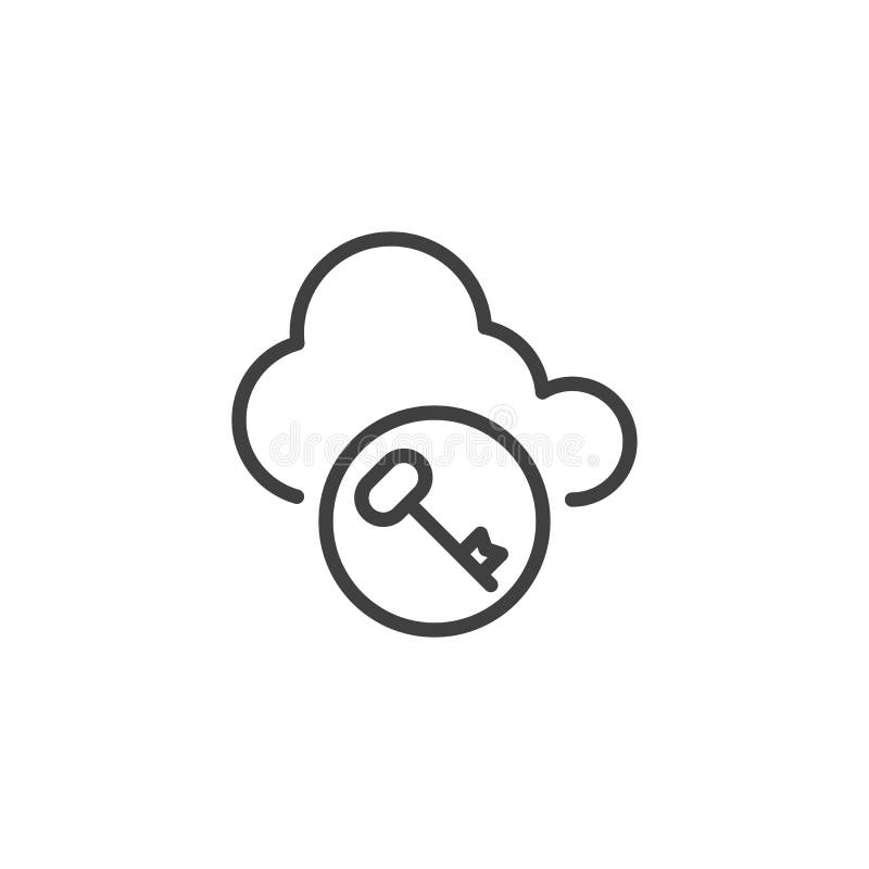 Cloud Storage Key Line Icon Stock Vector - Illustration of logo ...