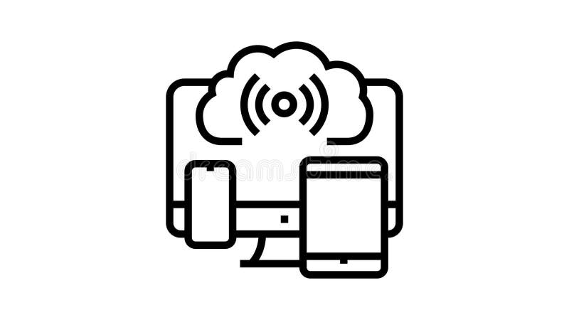 Cloud Storage Line Icon Animation Stock Footage - Video of high ...