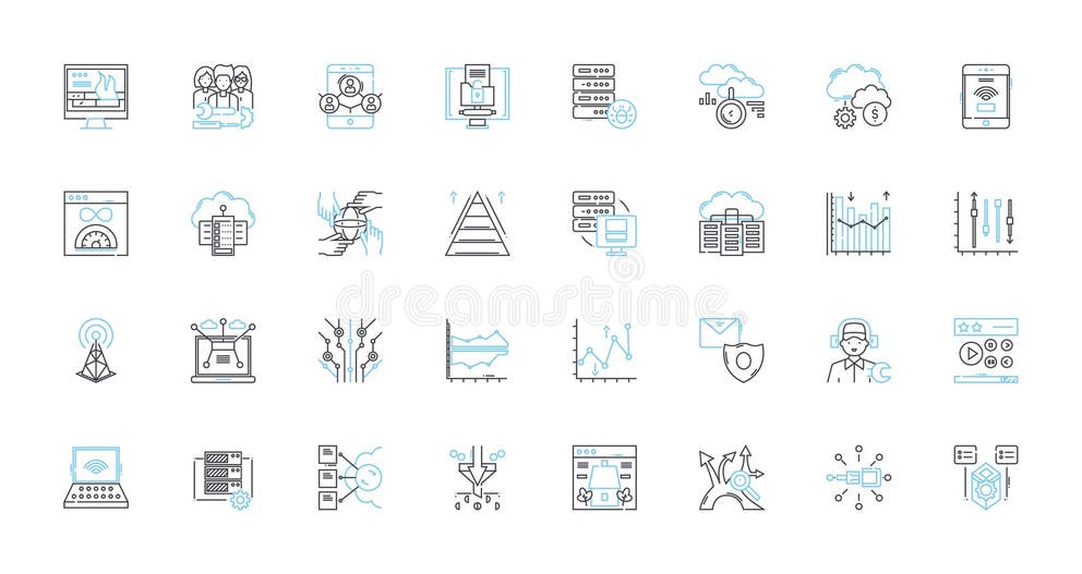 Cloud Storage Linear Icons Set. Backup, Virtualization, Cloud, Online ...