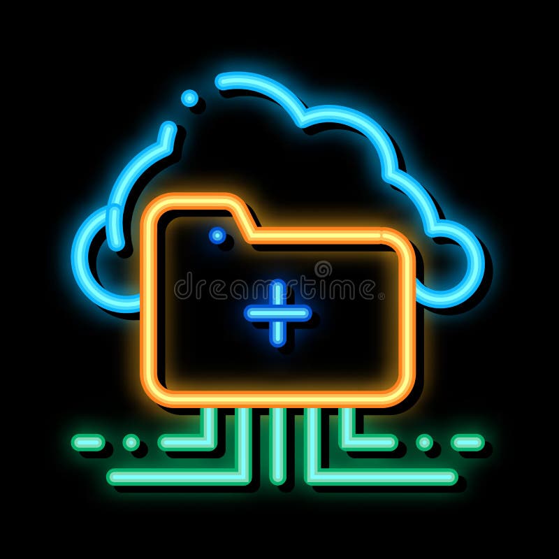 Cloud Storage Neon Glow Icon Illustration Stock Vector - Illustration ...