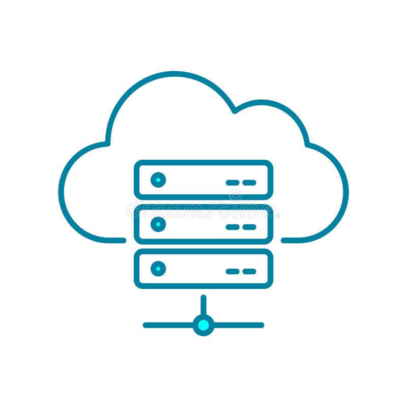 Server Rack and Cloud Line Icon. Cloud Hosting Services. Server ...