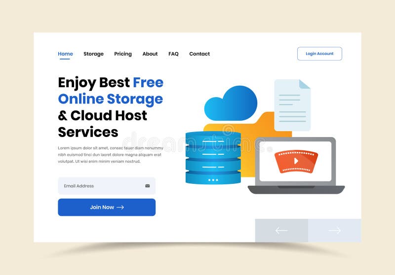 Cloud Storage Online Host Services Website Header Design with ...