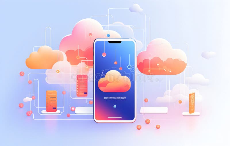 Cloud Storage Phone, Smartphone Cloud, Banner Copy Space, Stock ...