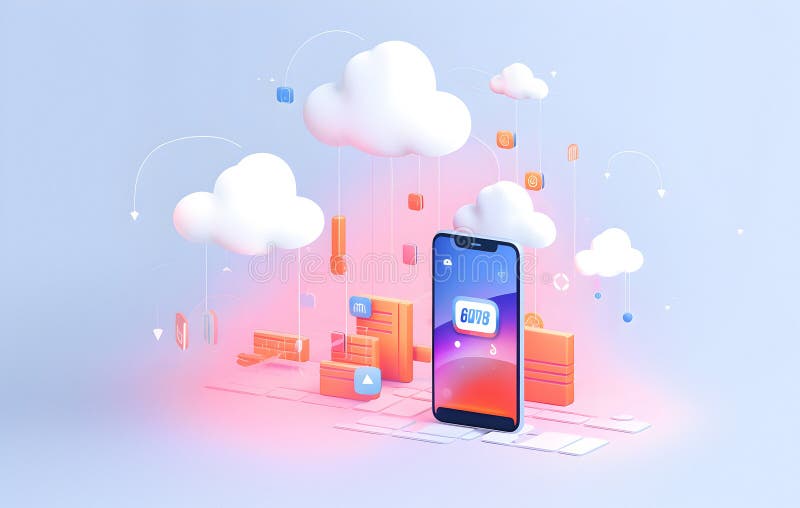 Cloud Storage Phone, Smartphone Cloud, Banner Copy Space, Stock ...