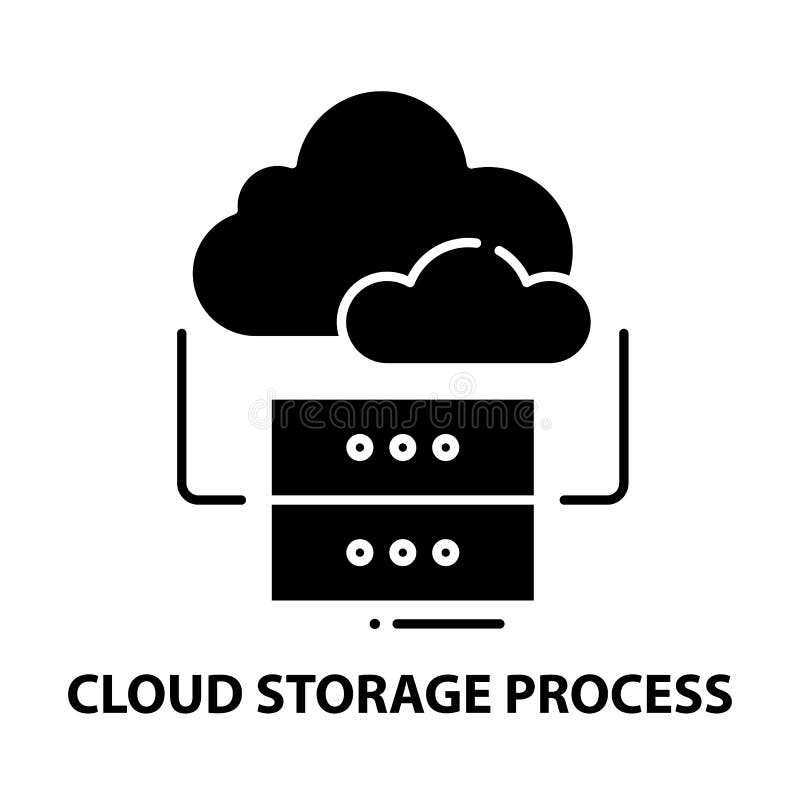 Cloud Storage Process Icon, Black Vector Sign with Editable Strokes ...