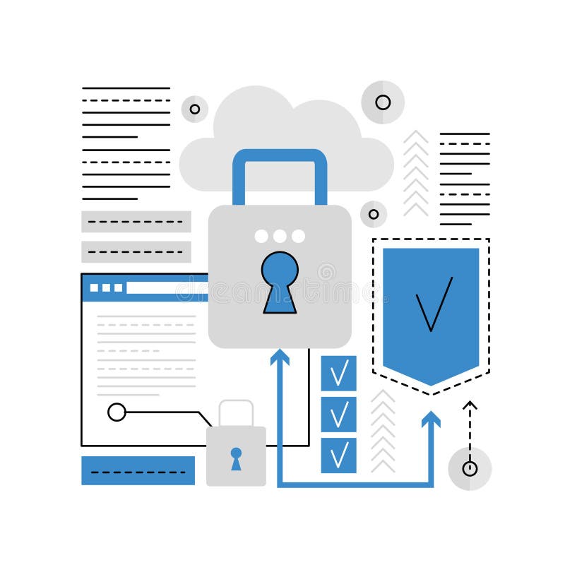 Cloud storage protection stock vector. Illustration of device - 291599497