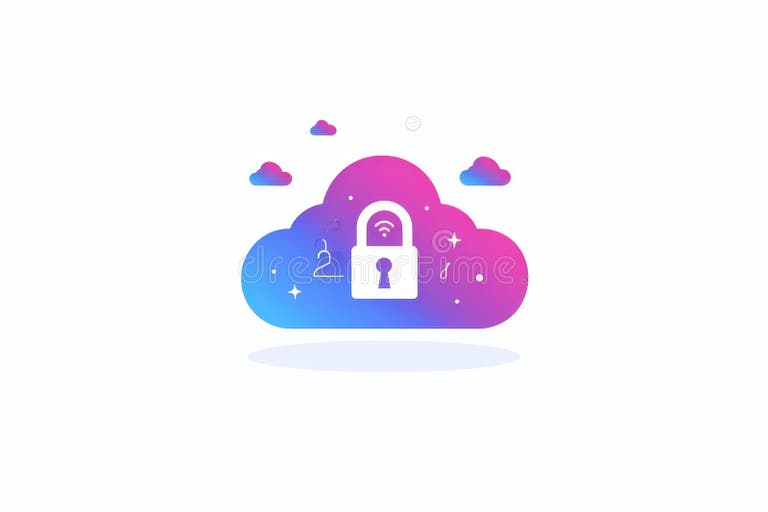Cloud Storage Security Illustration and Concept Protection with Wireless Features Data Stock ...