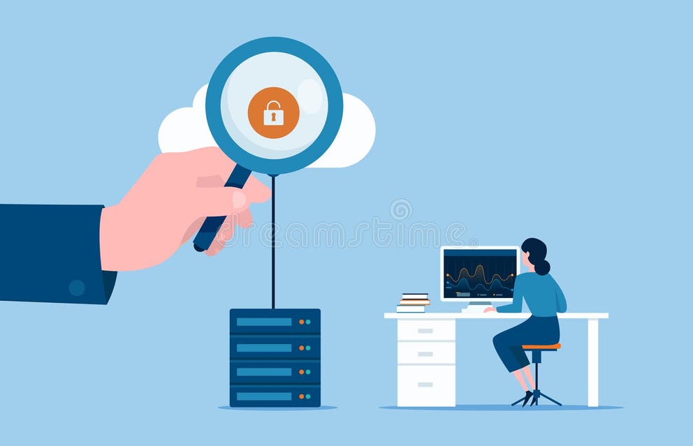 Cloud Storage and Cloud Server Security and Risks Stock Vector ...