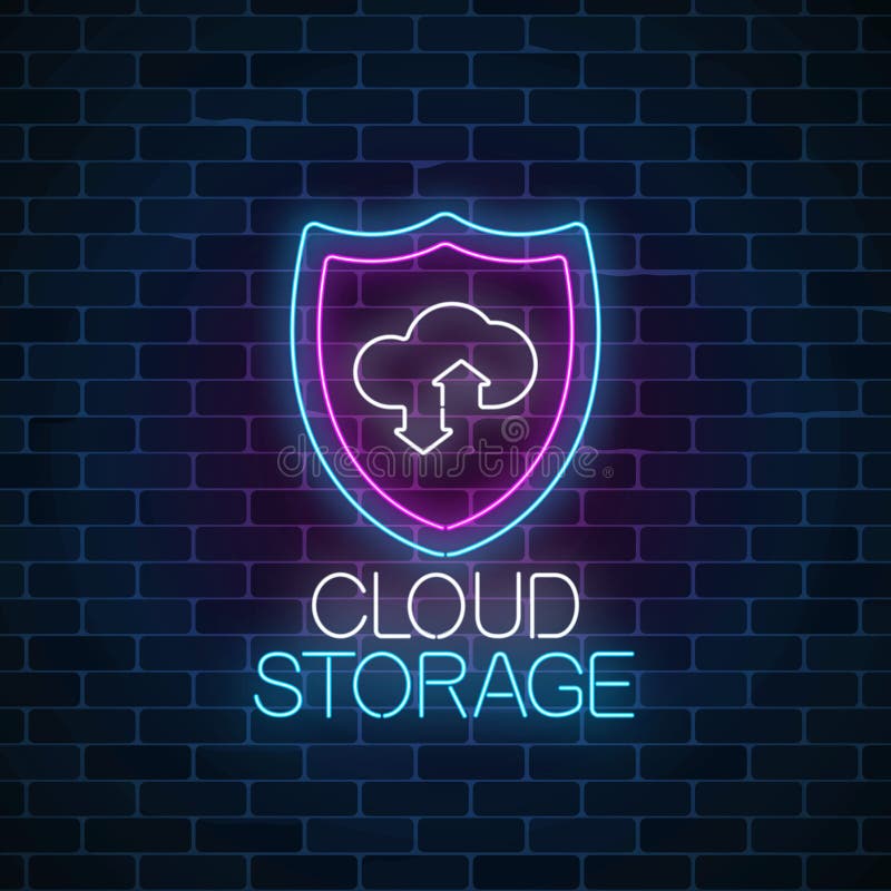 Cloud Storage Service Glowing Neon Sign. Internet Technology Symbol ...