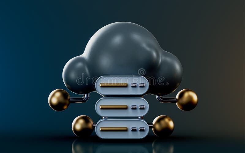 Cloud Storage Service Icon on Dark Background 3d Render Stock ...