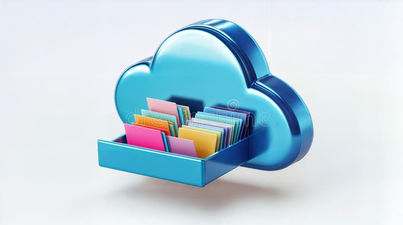 Cloud Storage Service Showing a Drawer with Files and Folders Stock ...