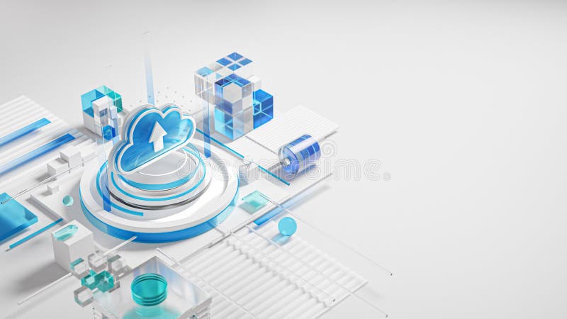 Cloud Storage Services Icon Blank Space Banner 3D Render Stock ...