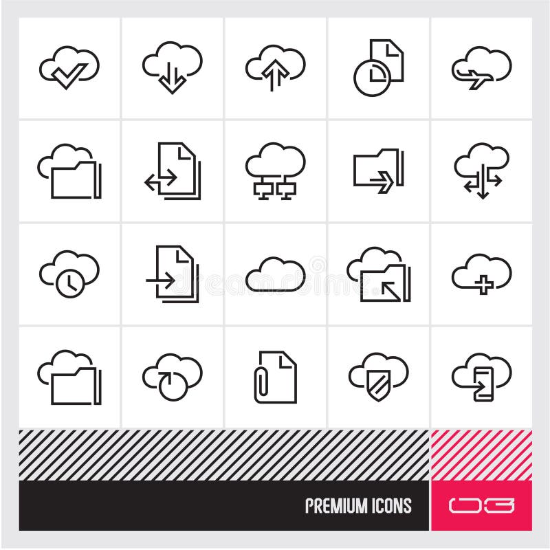 Cloud Storage Services Thin Line Vector Icons. Web Icons. Stock Vector - Illustration of link ...