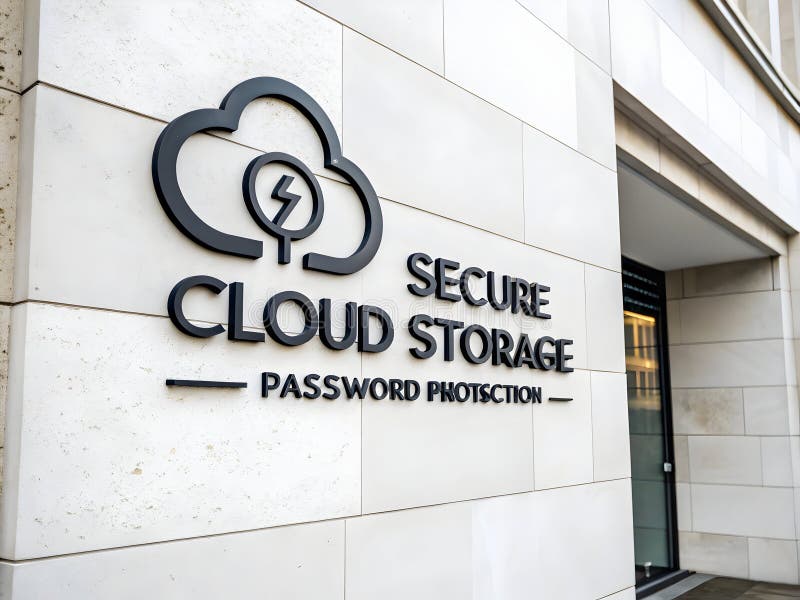 Cloud Storage Signage on Building Exterior for Security Concept Stock ...