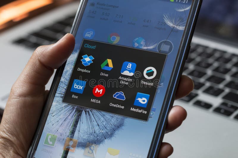 Cloud Storage in Smartphone Application Editorial Image - Image of ...
