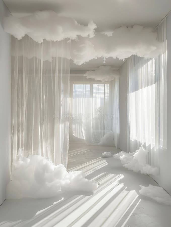 Cloud Storage. a Spacious Room Filled with Soft, Fluffy Clouds Against ...