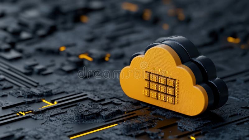 Cloud Storage Symbol on Circuit Board Texture Modern Technology Concept ...