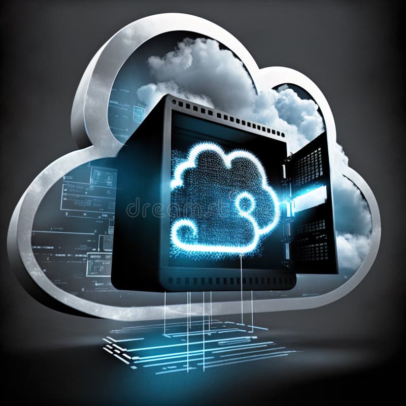 Cloud Storage Symbol, Cloud Computing Concept Stock Illustration ...