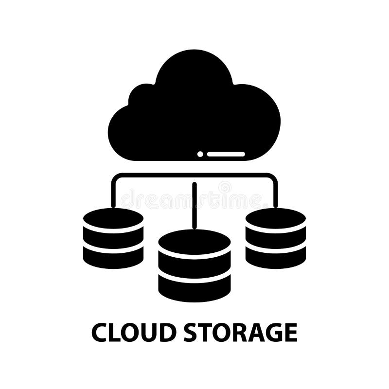 Cloud Storage Icon, Black Vector Sign with Editable Strokes, Concept ...