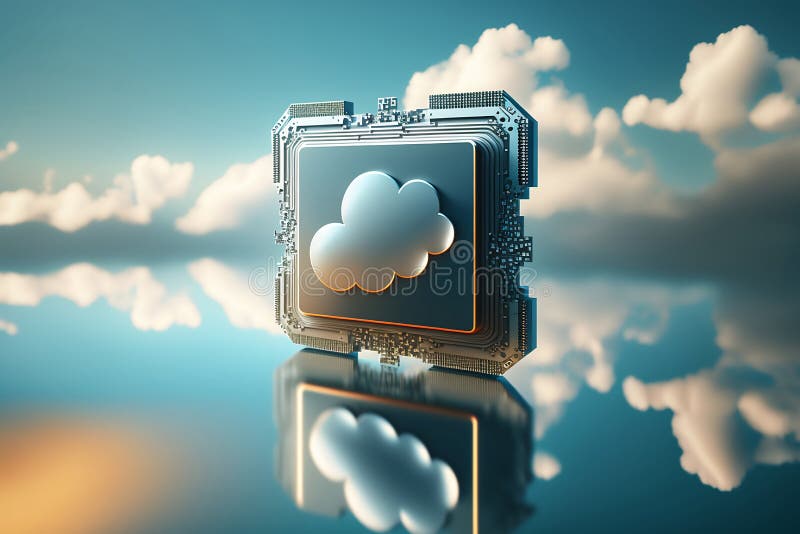 Cloud Storage Symbol on Sky Background with Clouds Stock Illustration ...