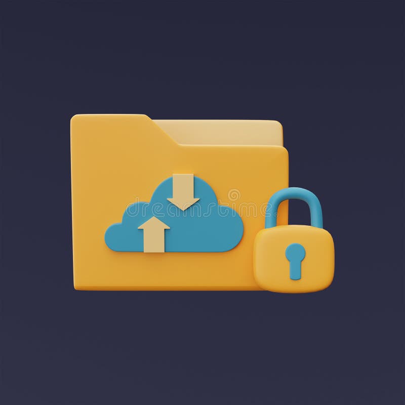 Cloud Storage Technology Concept with Blue Cloud Symbol on Folder Icon ...