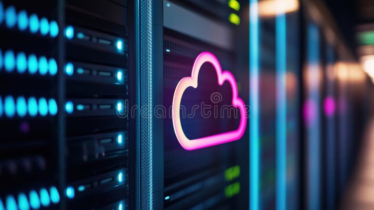 Cloud Storage Technology in Data Center, Illuminated Servers Stock ...