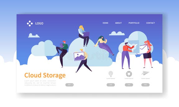 Cloud Storage Technology Landing Page Template. Data Center Hosting ...