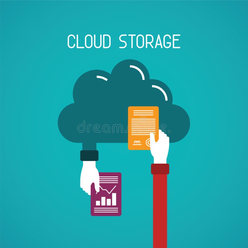 Cloud Storage Vector Concept in Flat Style Stock Vector - Illustration ...