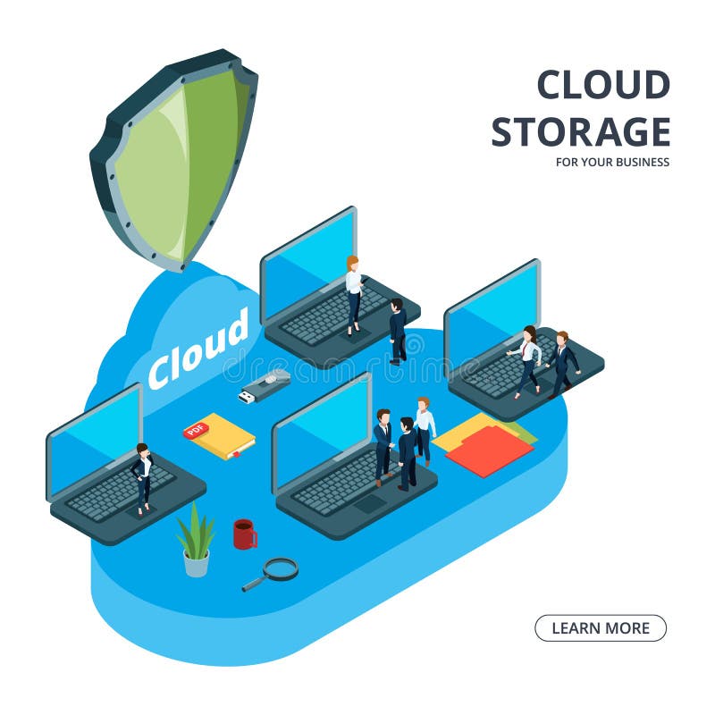 Cloud Storage Vector Concept. Isometric Business Illustration Stock ...