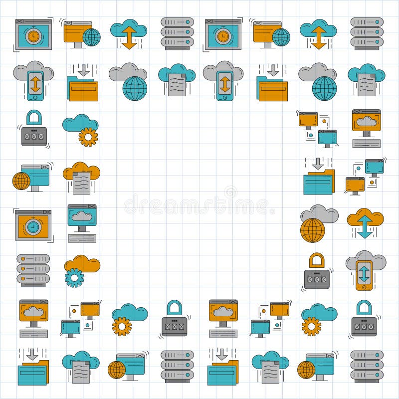 Cloud Storage Vector Icons Set Stock Vector - Illustration of manage ...