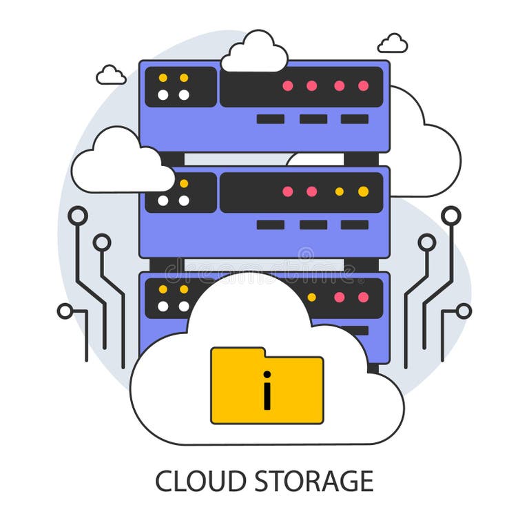 Cloud Storage. Virtual Data Servers and Secure Cloud Technology Stock Vector - Illustration of ...