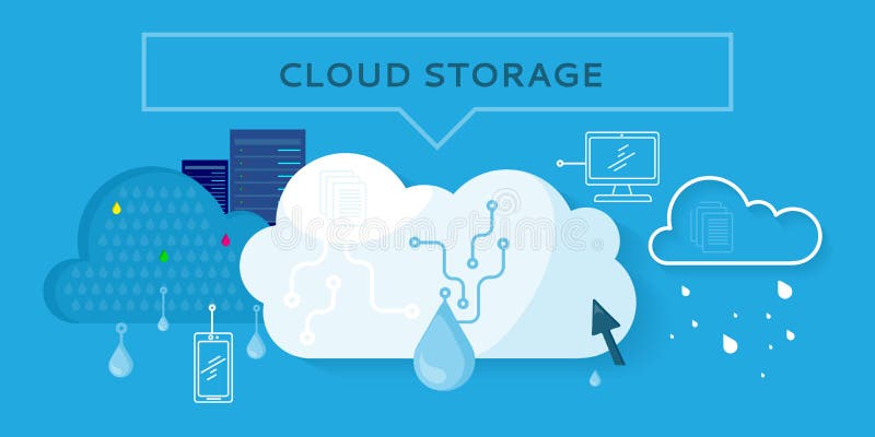 Cloud Storage Web Banner in Flat Style Stock Vector - Illustration of ...
