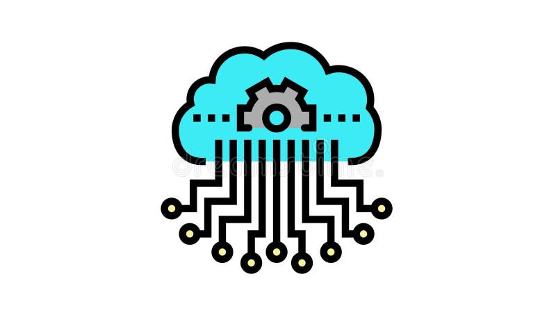 Cloud Storage and Working Process Neural Network Color Icon Animation ... Cloud Storage and Working Process Neural Network Color Icon Animation ...
