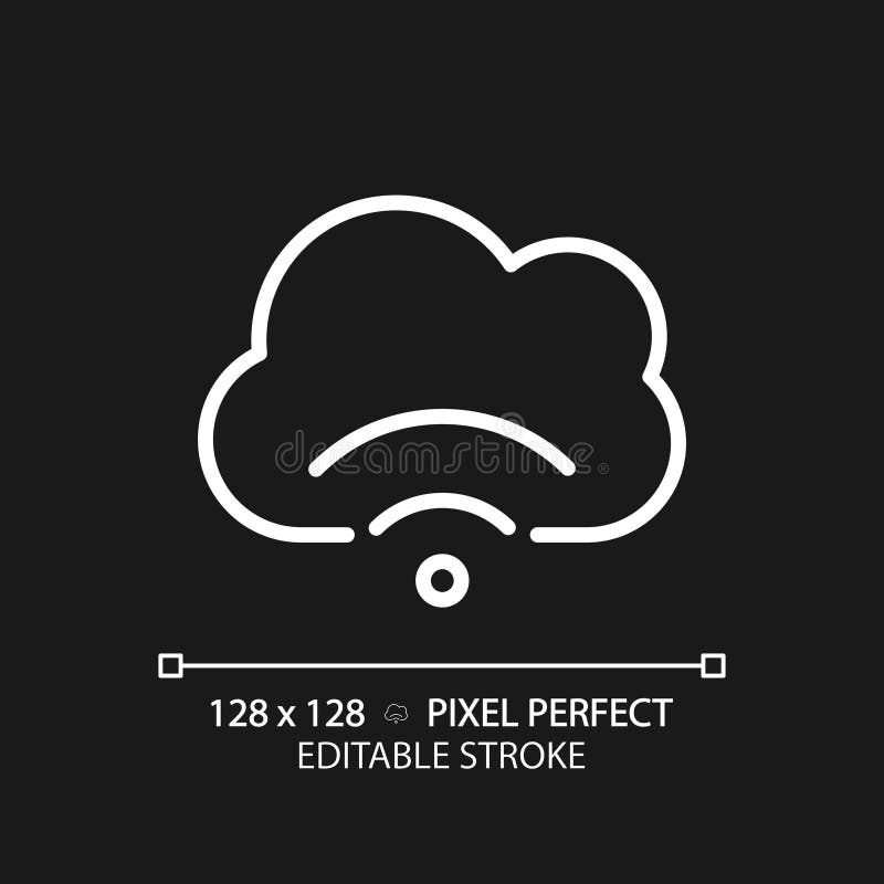 Cloud Streaming Pixel Perfect White Linear Icon for Dark Theme Stock ...