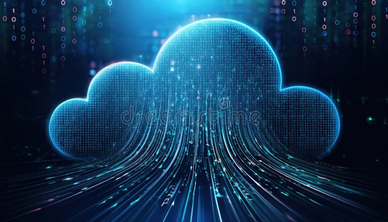 Cloud Structure Composed Of Binary Code Representing Data In A Digital