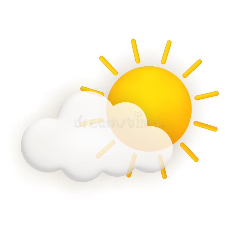 Cloud and Sun. Cute Weather Realistic Icon Stock Vector - Illustration ...