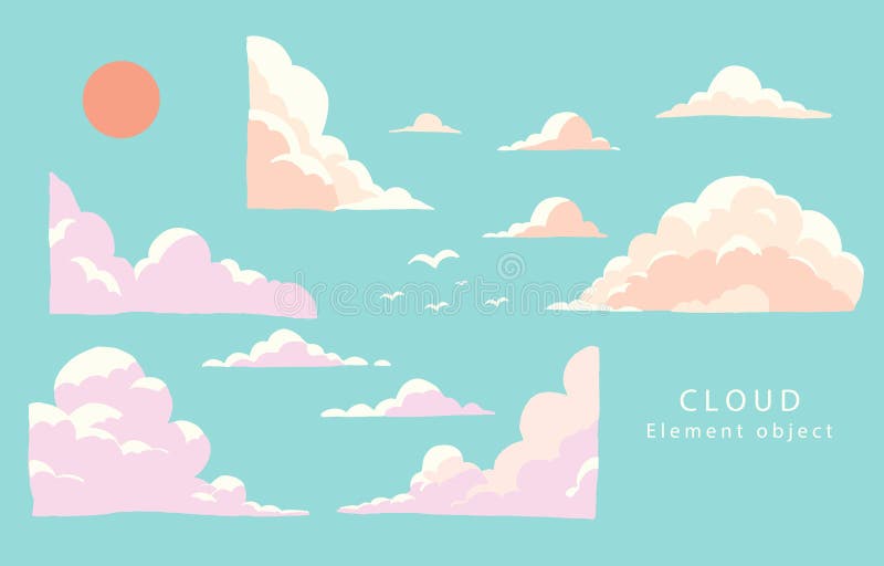 Cloud and Sun Element.illustration Vector for Weather Design Stock ...