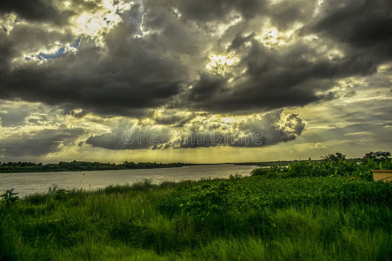 Cloud and Sun Rays Coming from Heaven Stock Photo - Image of boat ...