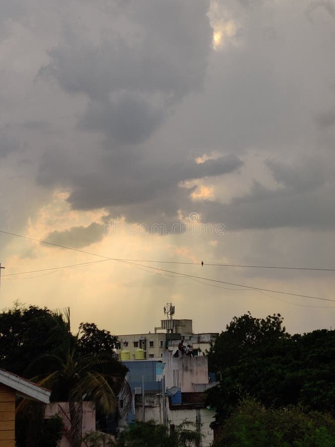 Cloud Sun Rays Sunset Scenic Beauty Nature Trees Bright Outdoor Stock ...