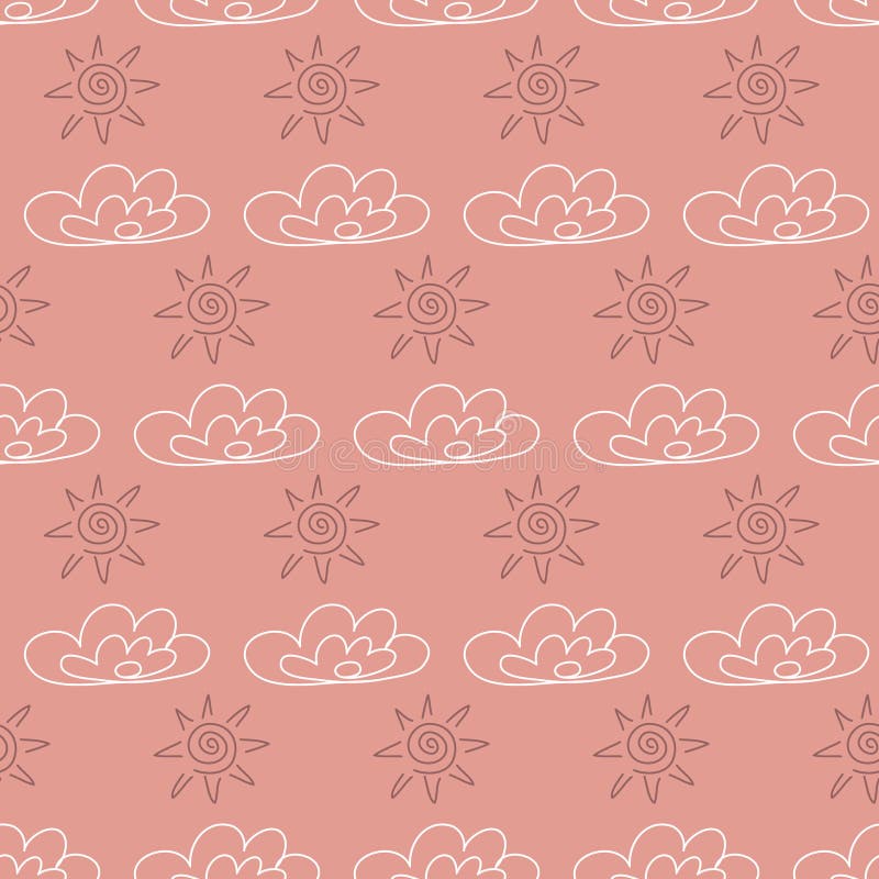 Cloud Sun Seamless Pattern Pink, Vector Illustration for Textile and Scrapbook Stock Vector ...