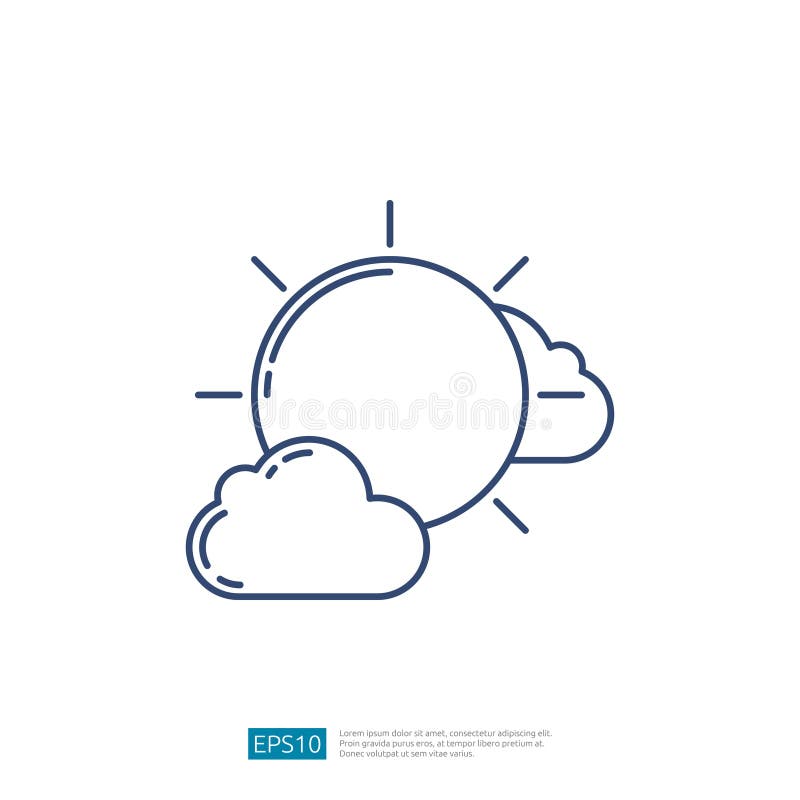 Cloud and Sun Weather. Sunny Day Outline Icon Stock Vector ...
