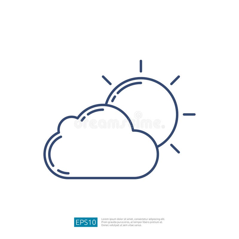 Cloud and Sun Weather. Sunny Day Outline Icon Stock Vector ...
