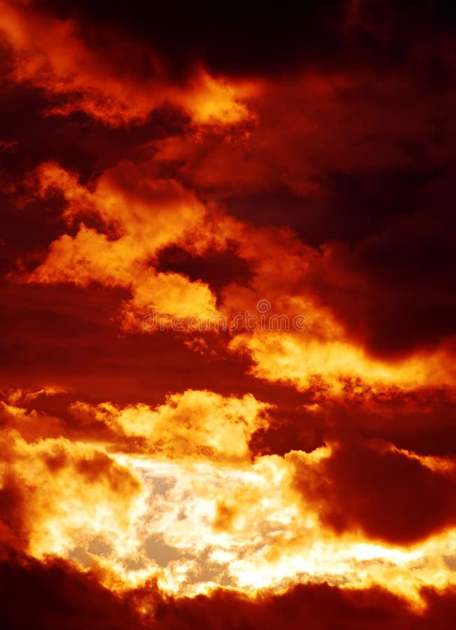 Yellow red sky and clouds. stock image. Image of climate - 154458523