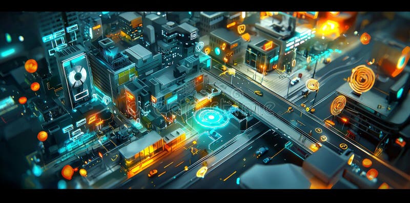 The Cloud is Surrounded by Digital Icons and an Urban Cityscape Image ...