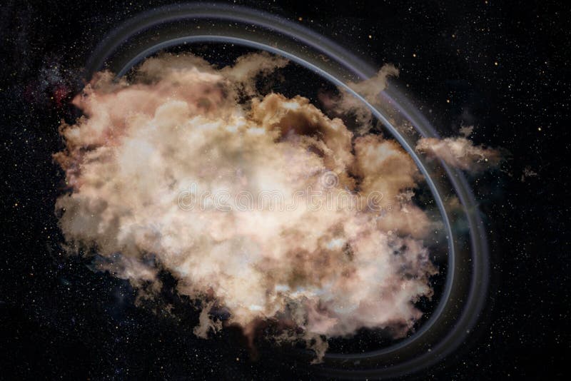 Cloud Surrounded by Light Rings Against the Background of Outer Space ...