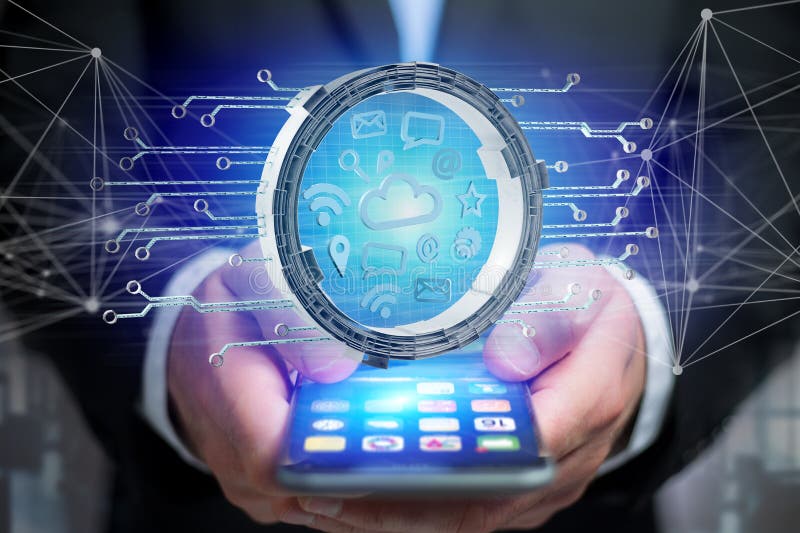 Cloud Symbol Connection Surrounded by Multimedia and Internet Ap Stock ...